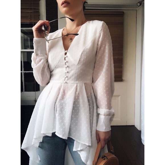 Tops | 1st Date White High Low Duster Top | Poshmark